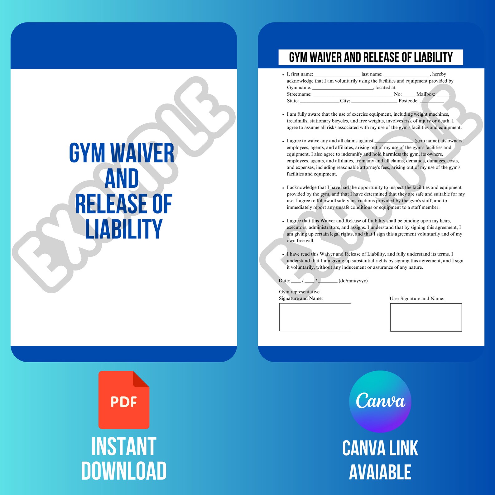 Gym Waiver and Release of Liability, Waiver Template, Liability Release ...