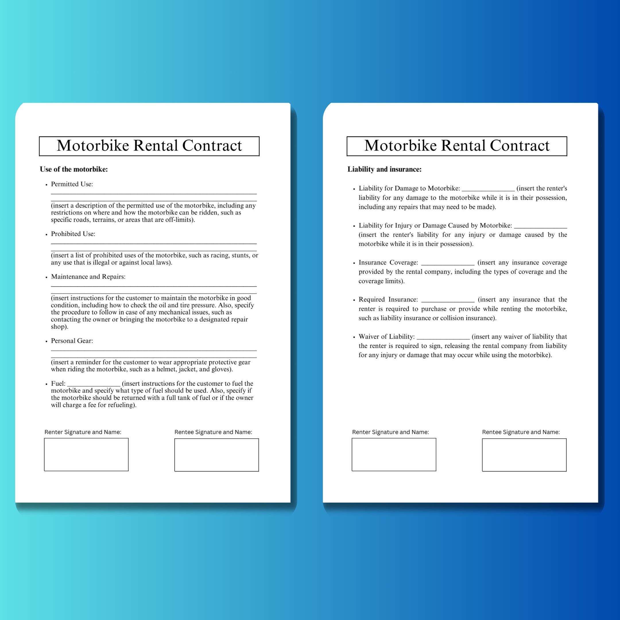 Motorbike Rental Contract, Bike Dealership, Bike Lease Agreement ...