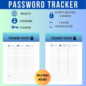 Password Tracker, Password Organizer, Password Manager, Password Keeper ...