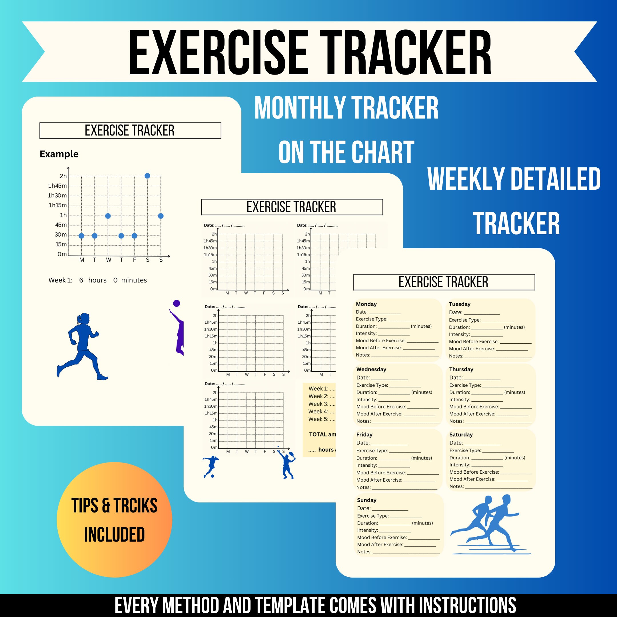 Exercise Tracker, Workout Log, Gym Journal, Exercise Diary, Health ...