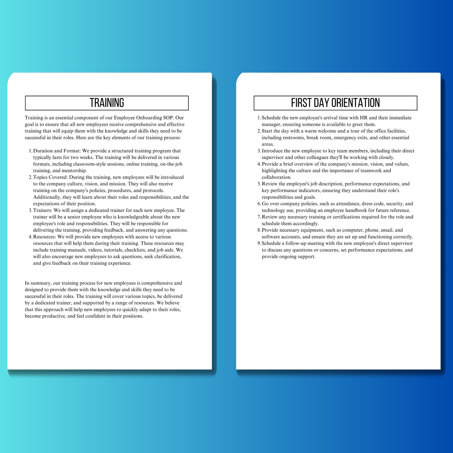 Standard Operating Procedure Employee Onboarding, Onboarding SOP, Hire ...