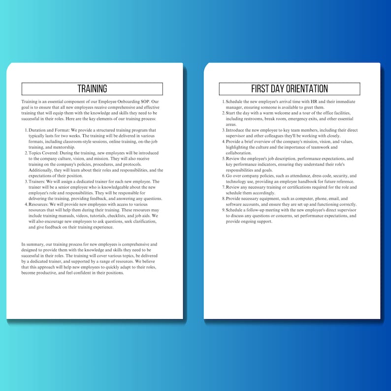 Standard Operating Procedure Employee Onboarding, Onboarding SOP, Hire ...