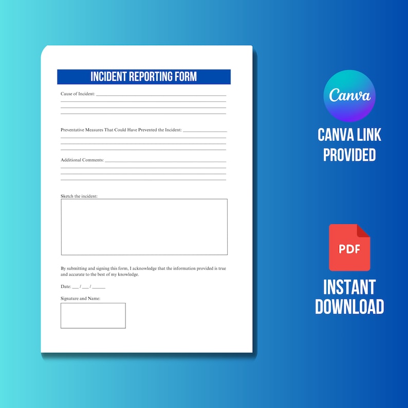 Incident Form, Professional Report, Reporting Form, Incident ...