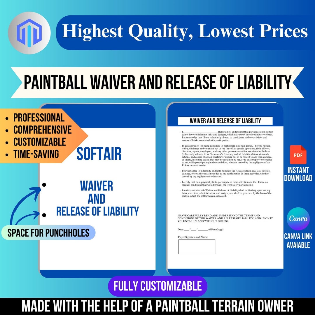 Paintball Waiver and Release of Liability, Paintball Waiver, Liability ...