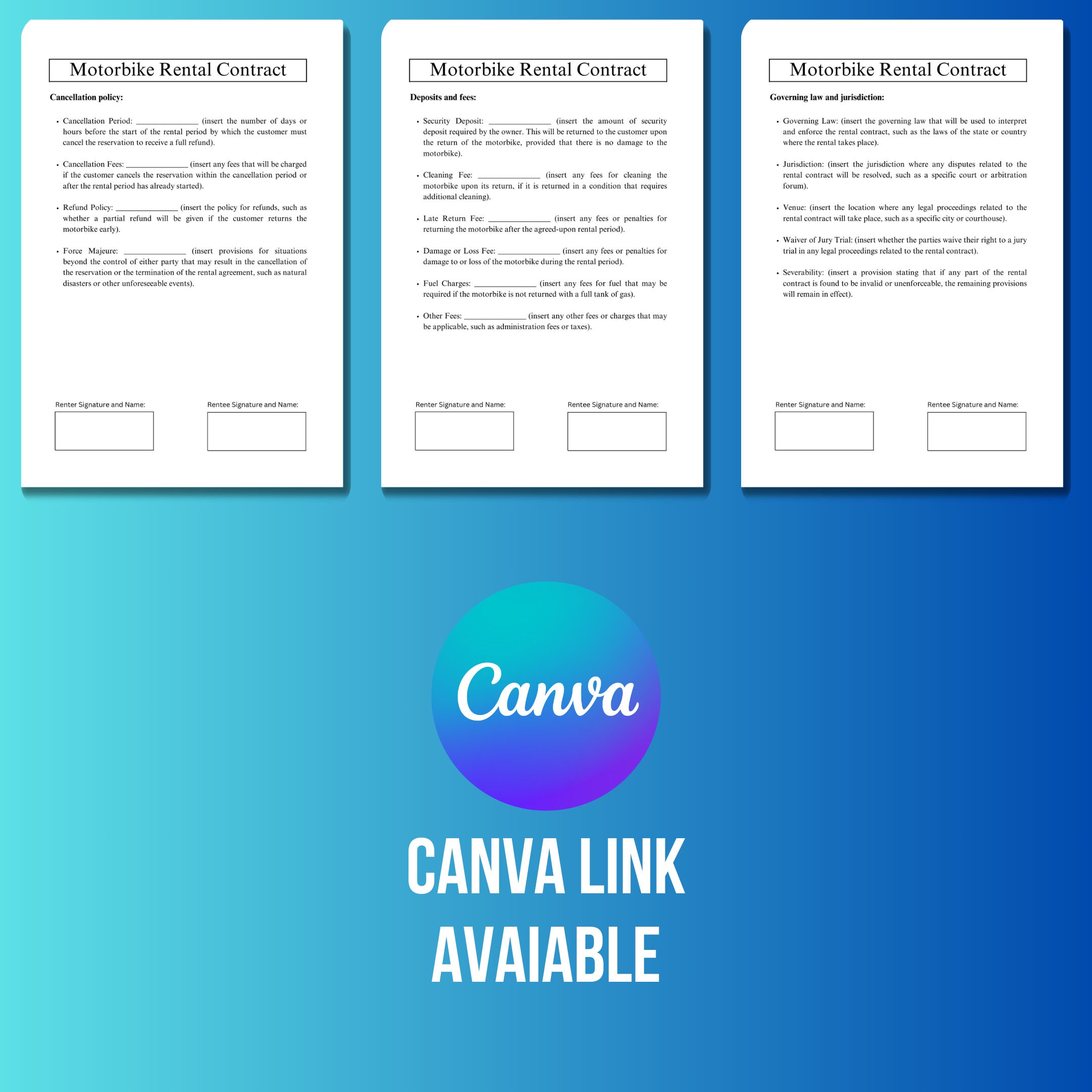 Motorbike Rental Contract, Bike Dealership, Bike Lease Agreement ...