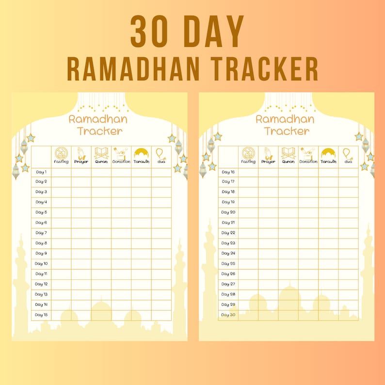 Ramadan Planner, Muslim Organizer, Ramadan Progress, Prayer Tracker ...
