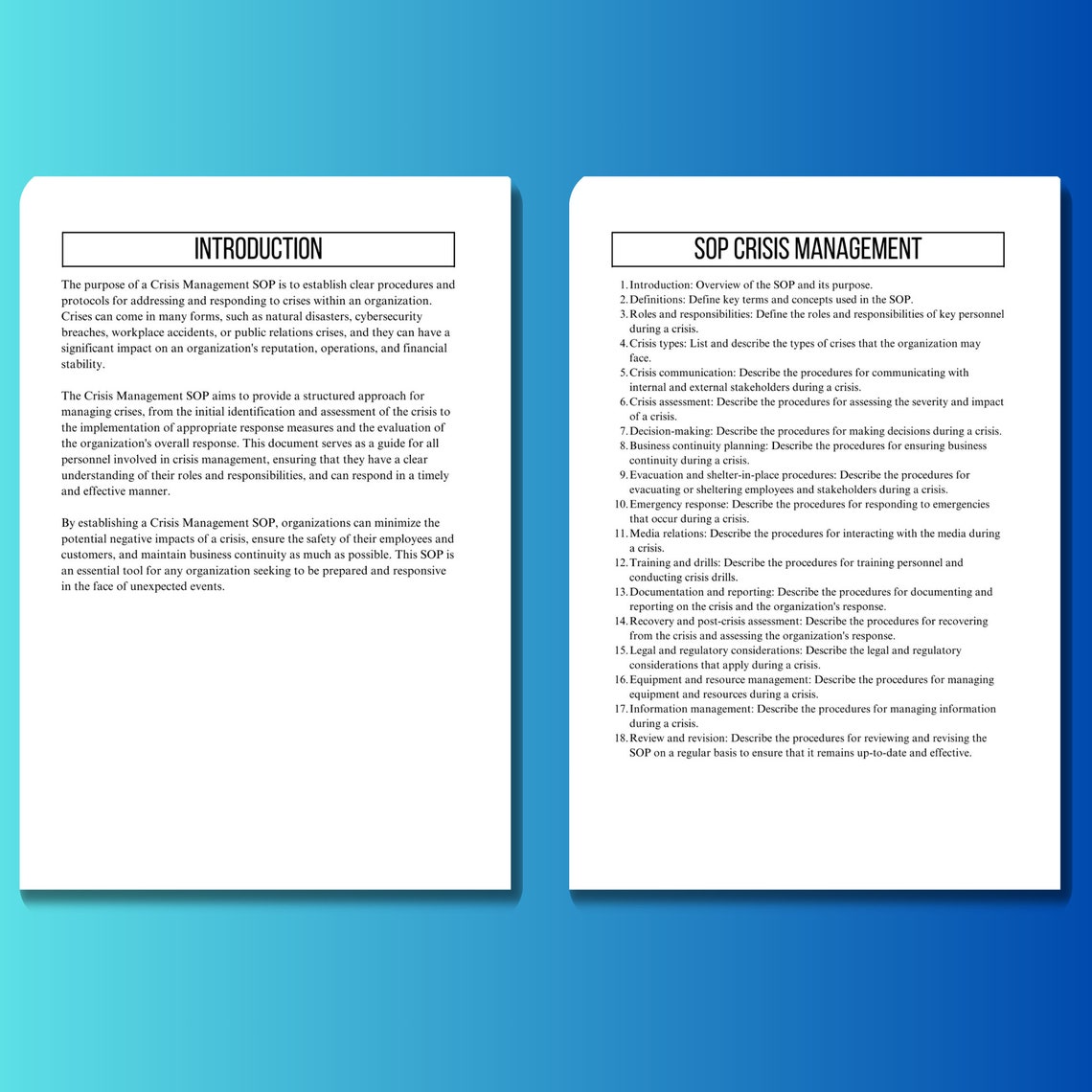 Standard Operating Procedure Crisis Management, Response Plan ...