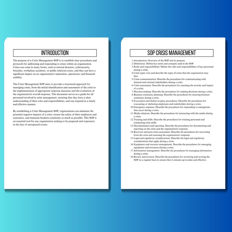 Standard Operating Procedure Crisis Management, Response Plan ...