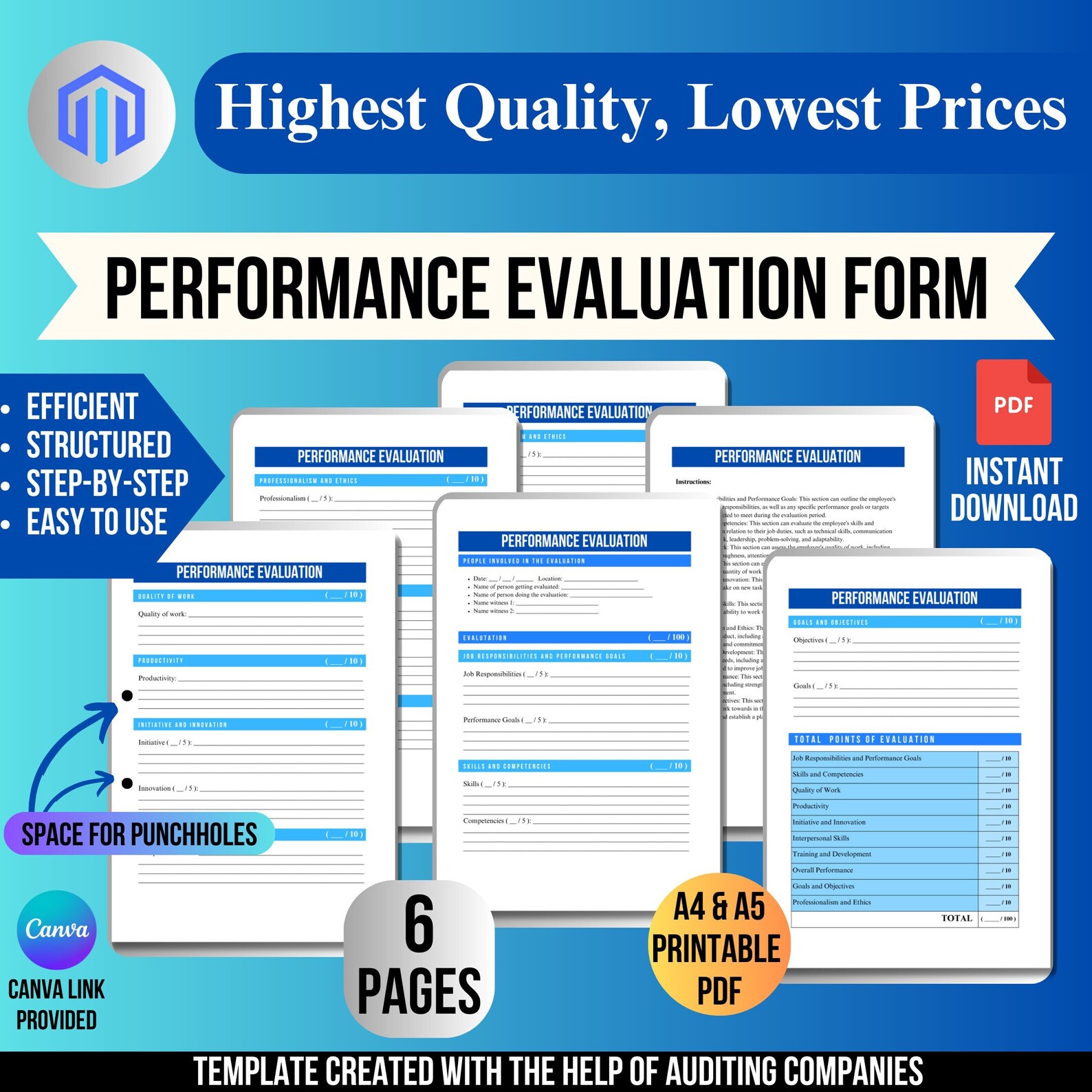 Performance Evaluation Form, Employee Review, Eval Process, Performance ...