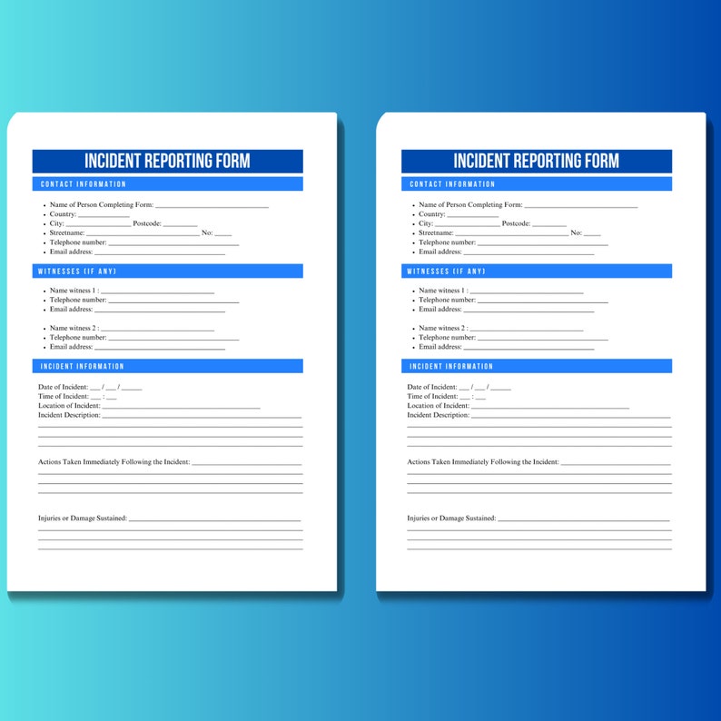 Incident Form, Professional Report, Reporting Form, Incident ...