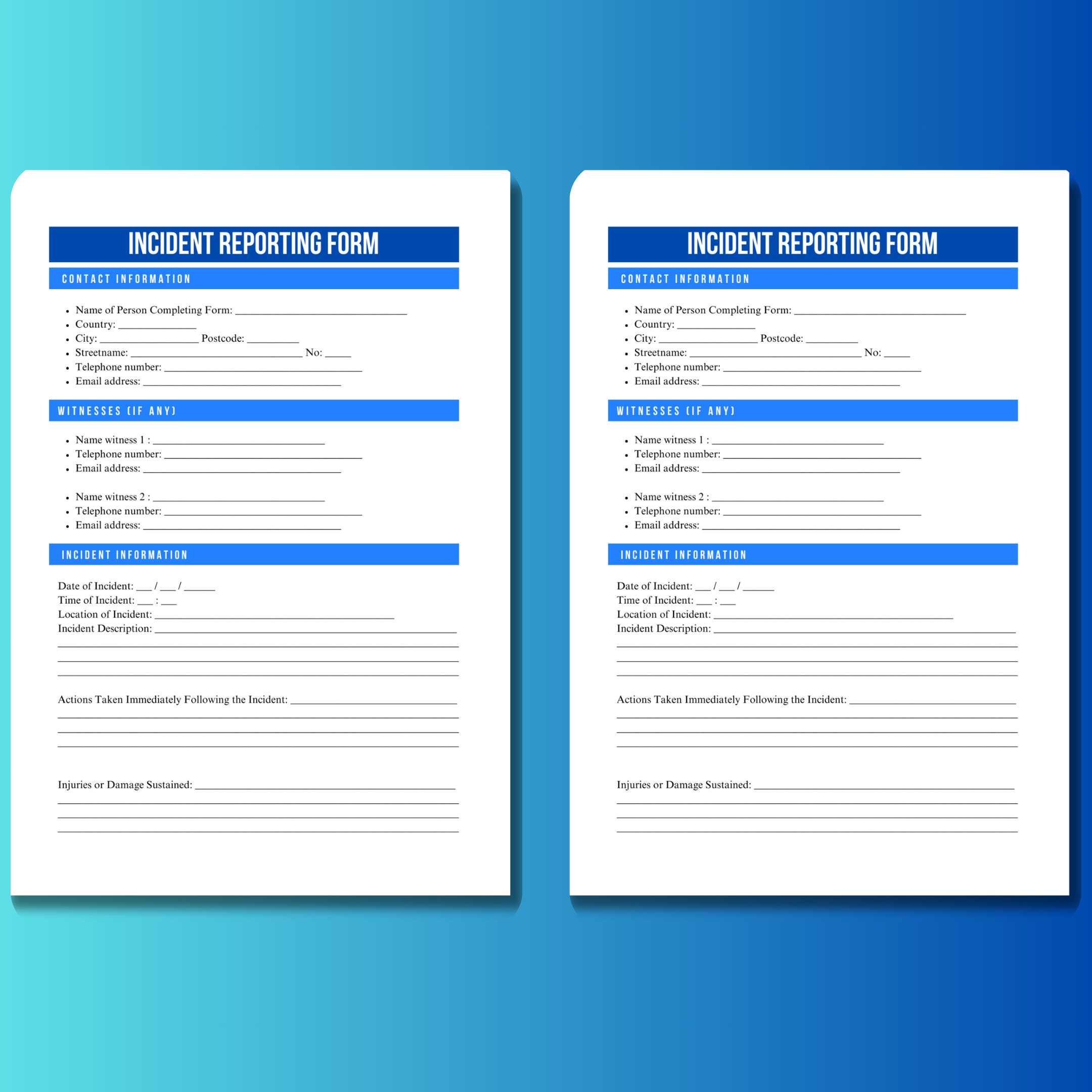 Incident Form, Professional Report, Reporting Form, Incident ...