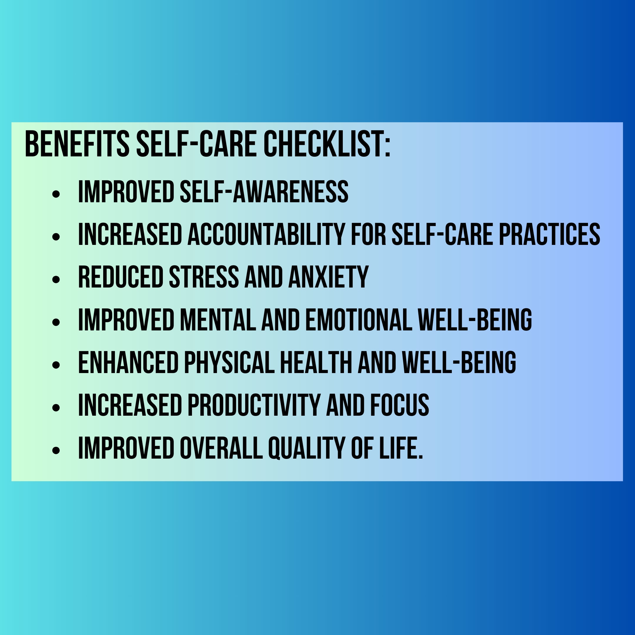 Self Care Checklist, Self Discovery, Printable Template, Self Care ...