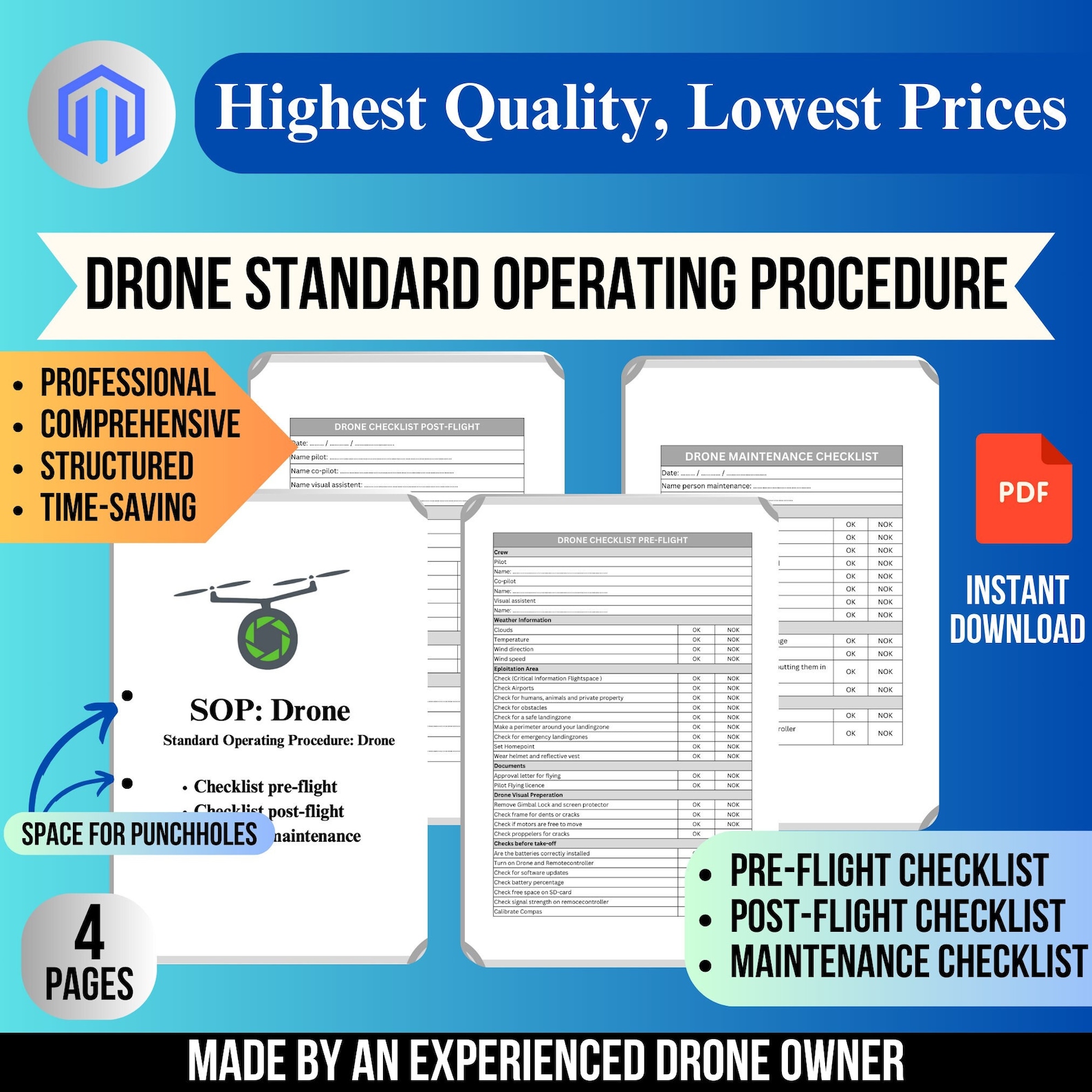 SOP Drone, Standard Operating Procedure UAV, Checklist for Pre-flight ...