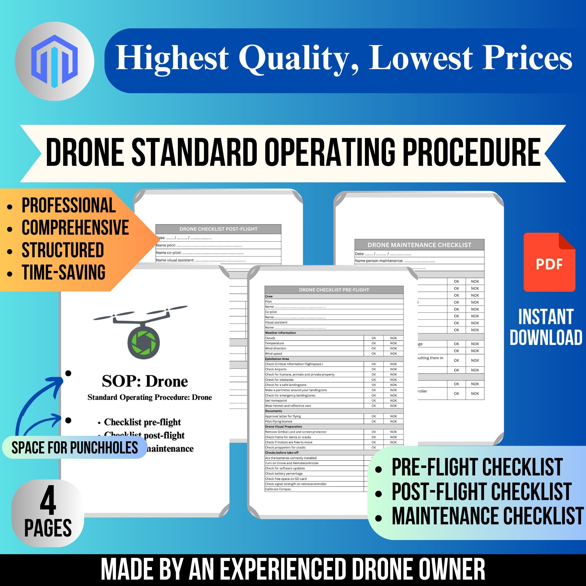 SOP Drone, Standard Operating Procedure UAV, Checklist for Pre-flight ...
