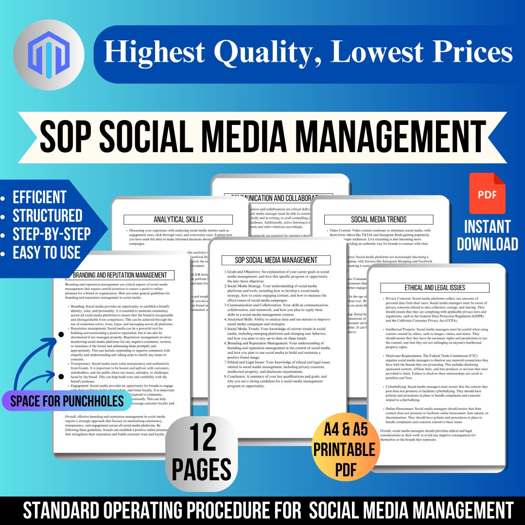 Standard Operating Procedure Social Media Management, Social Media Sop ...