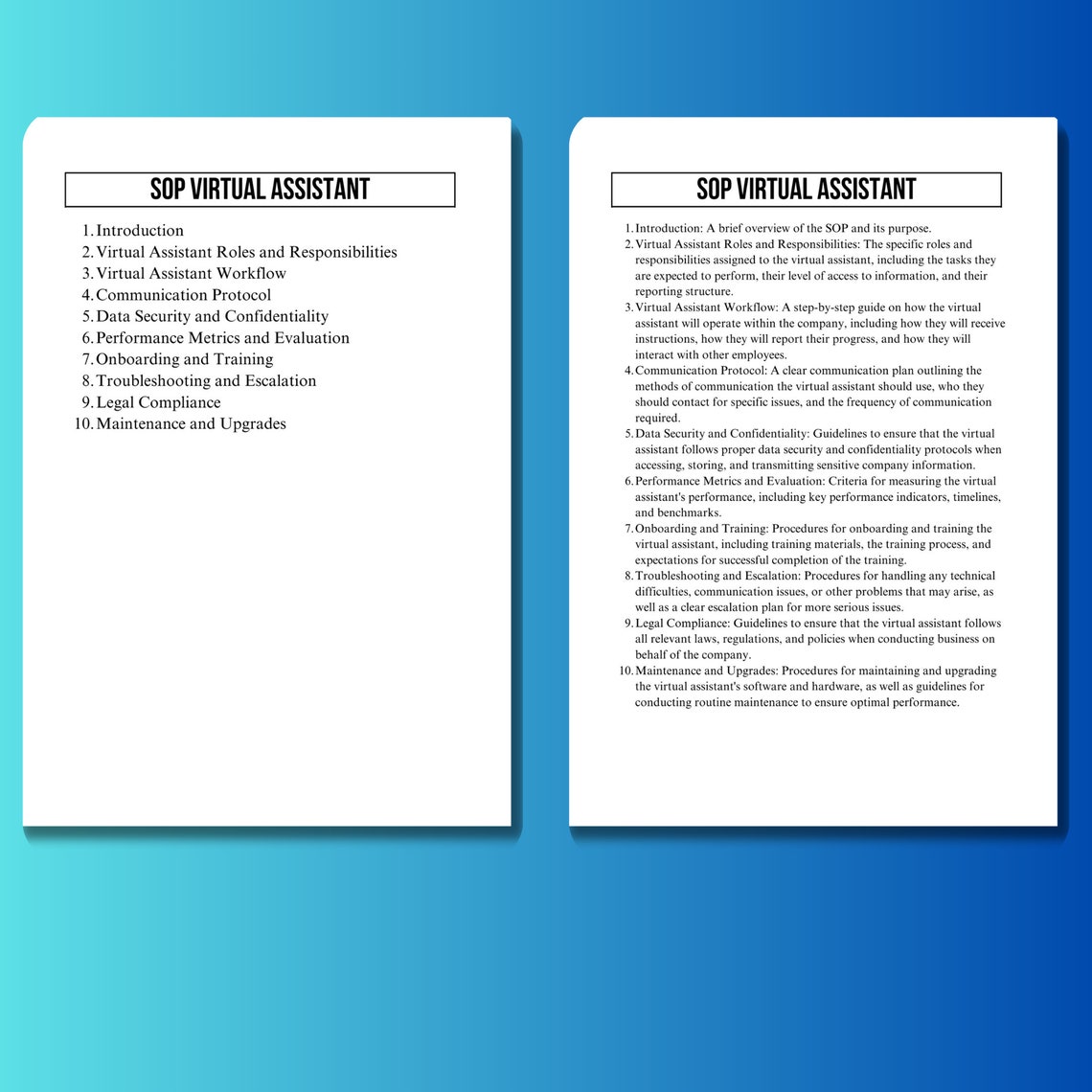 Standard Operating Procedure Virtual Assistant, Professional VA SOP ...