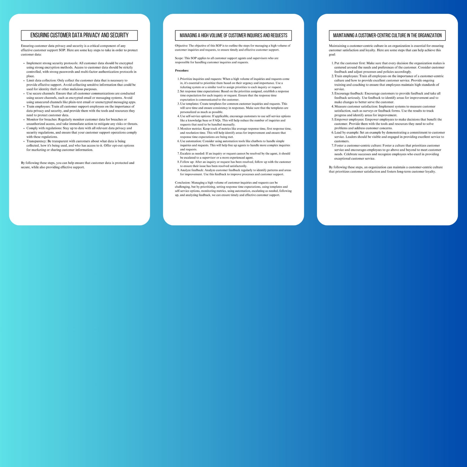 Standard Operating Procedure Customer Support, Customer Service ...