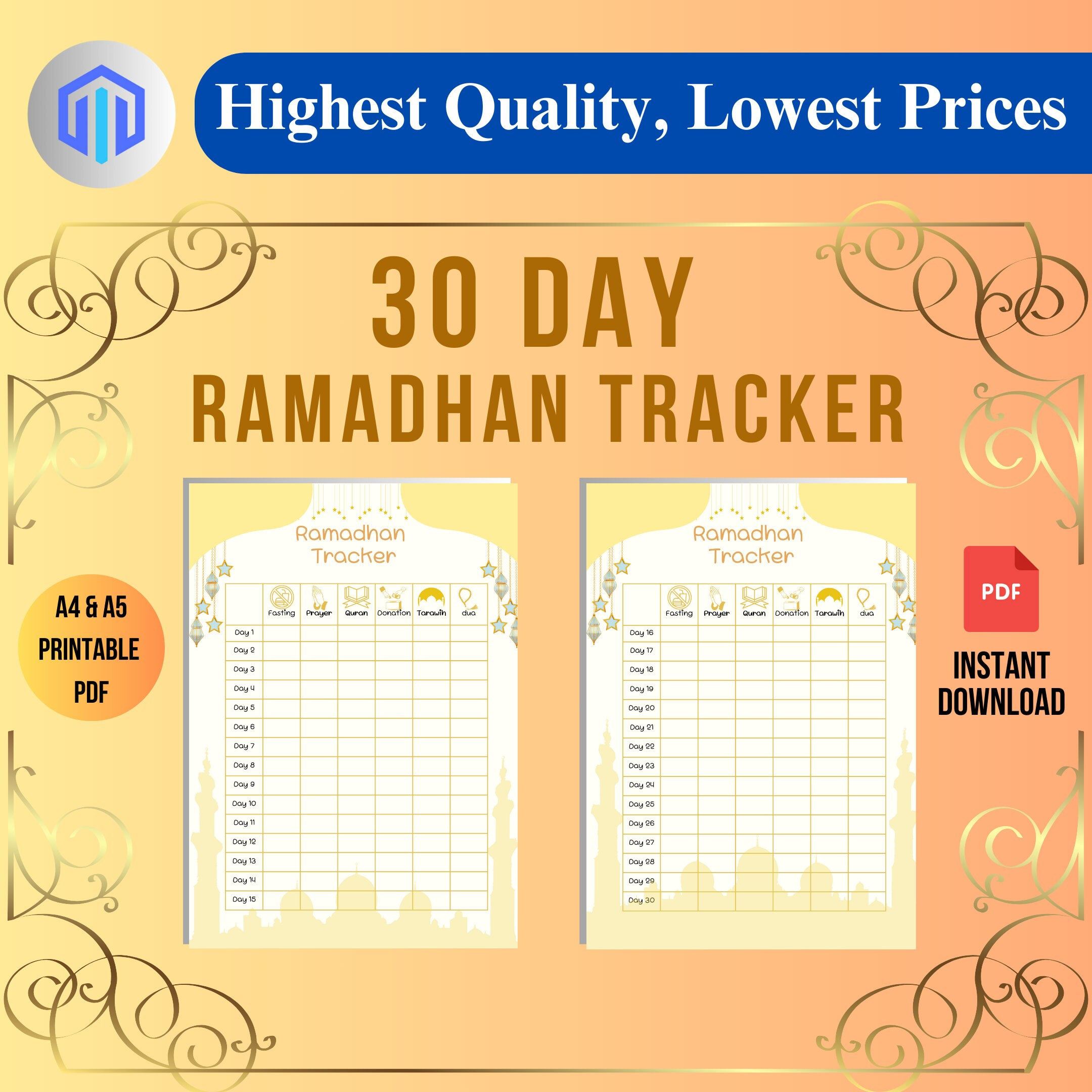Ramadan Planner, Muslim Organizer, Ramadan Progress, Prayer Tracker ...