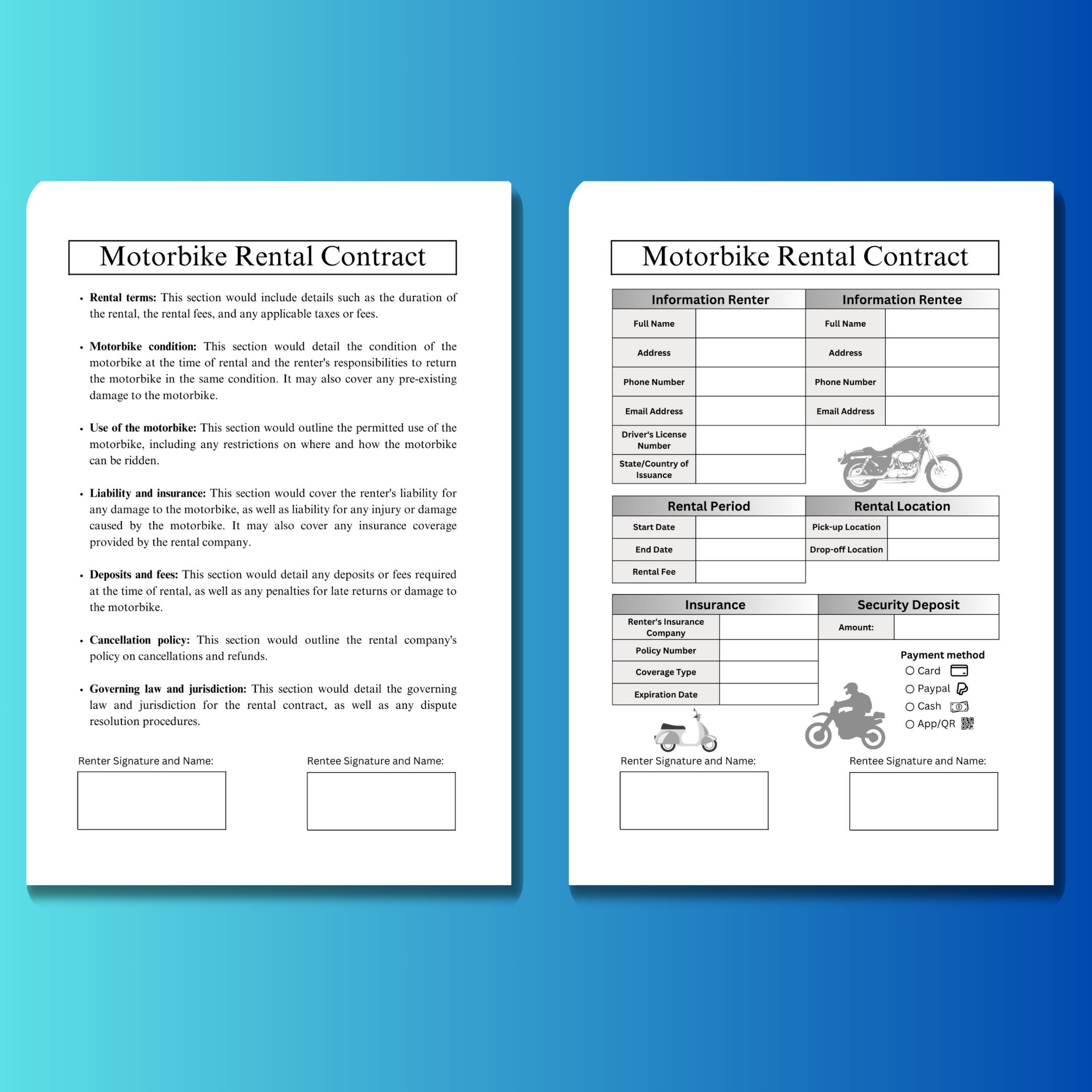 Motorbike Rental Contract, Bike Dealership, Bike Lease Agreement ...