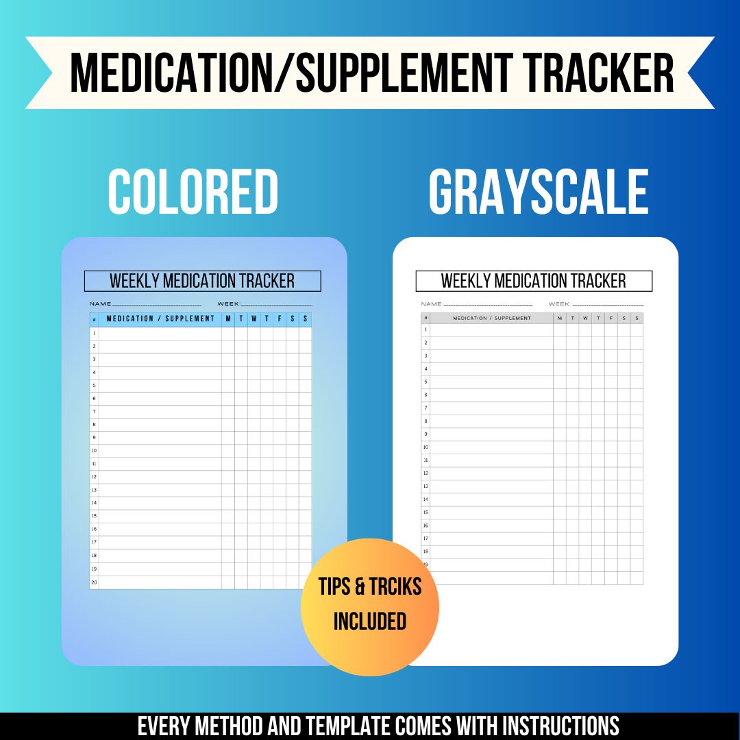 Medication and Supplement Tracker, Medication Planner, Pill Tracker ...