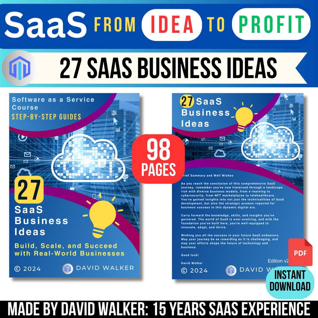 27 Saas Business Ideas With Step-by-step Guide, Saas Blueprint, Cloud Business, Book, Tech ...