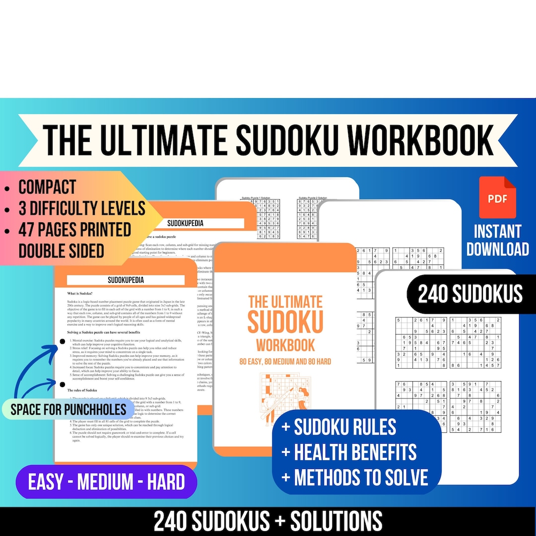 The Ultimate Sudoku Workbook, Sudoku Puzzles, Brain Teasers, Logic ...