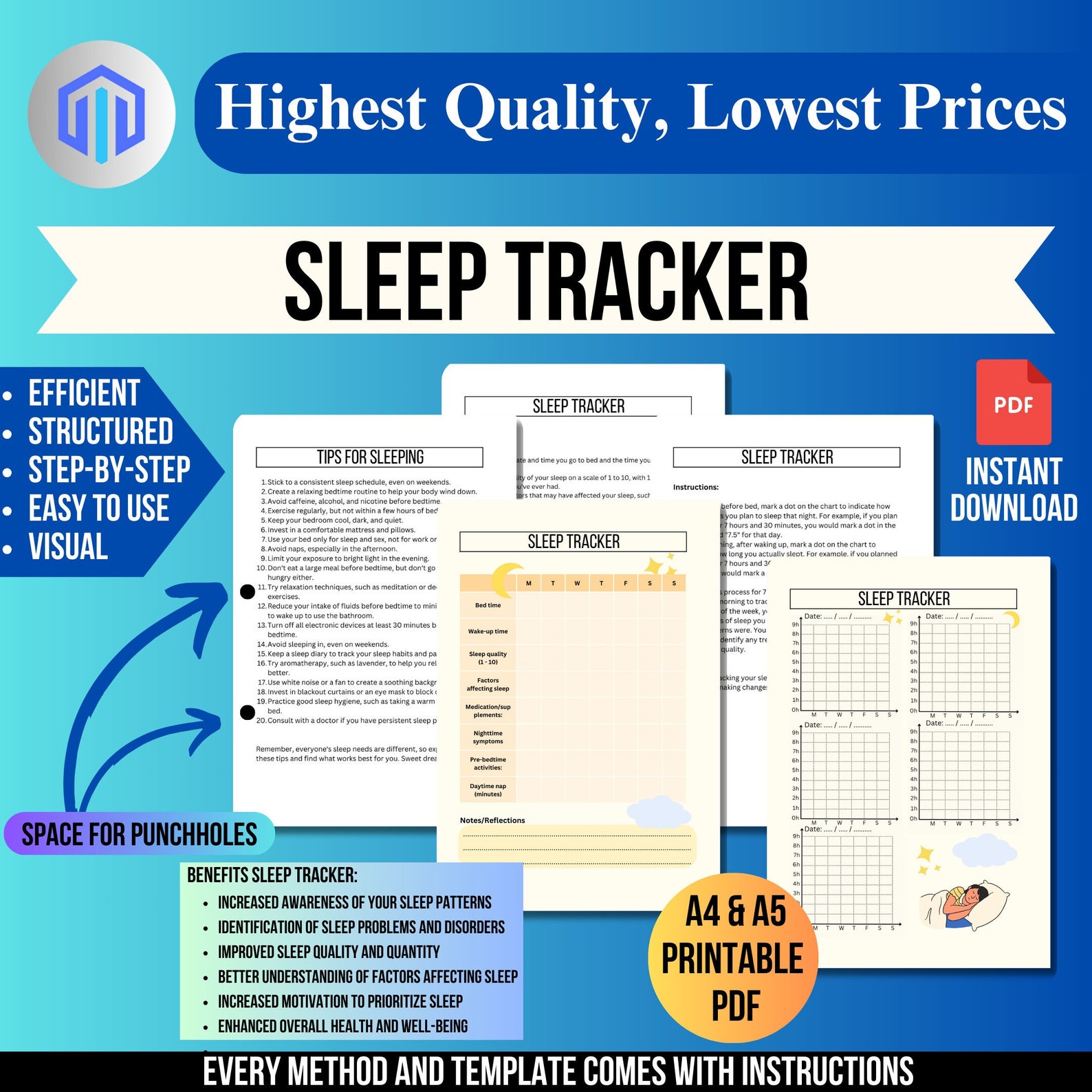 Sleep Tracker, Sleep Log Tracker, Sleep Journal Pages, Habit Tracker ...