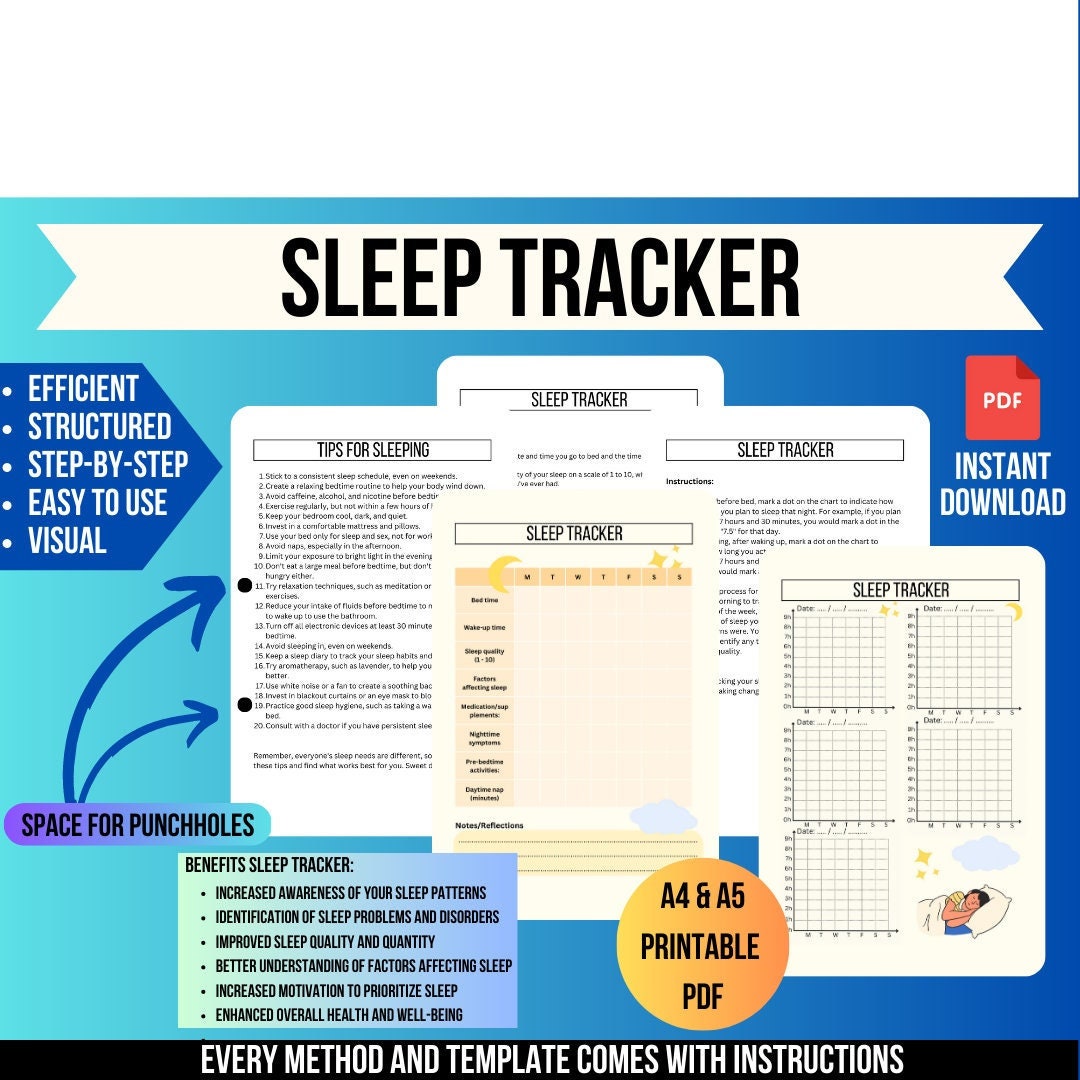 Sleep Tracker, Sleep Log Tracker, Sleep Journal Pages, Habit Tracker ...
