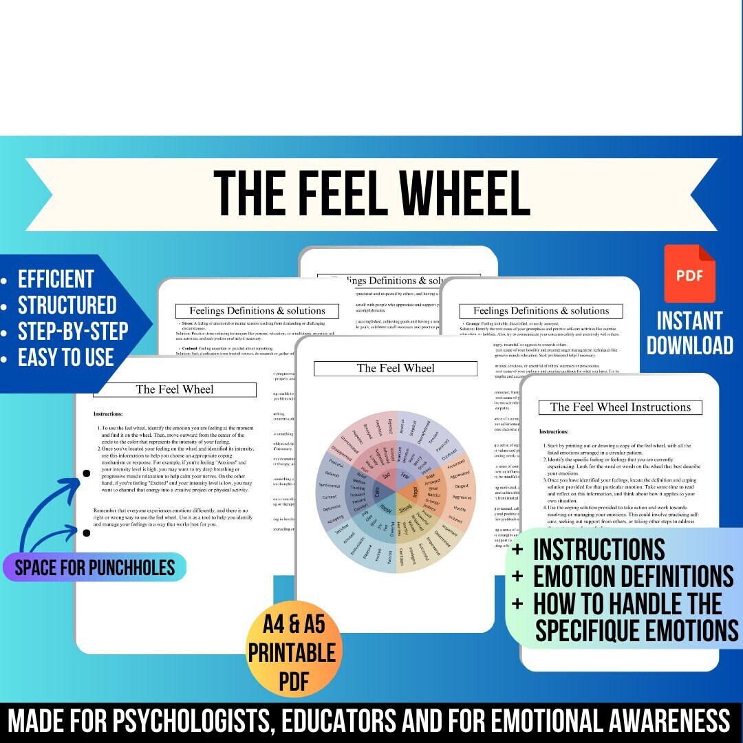 The Feel Wheel Workbook Emotion Wheel Psychologist Package - Etsy