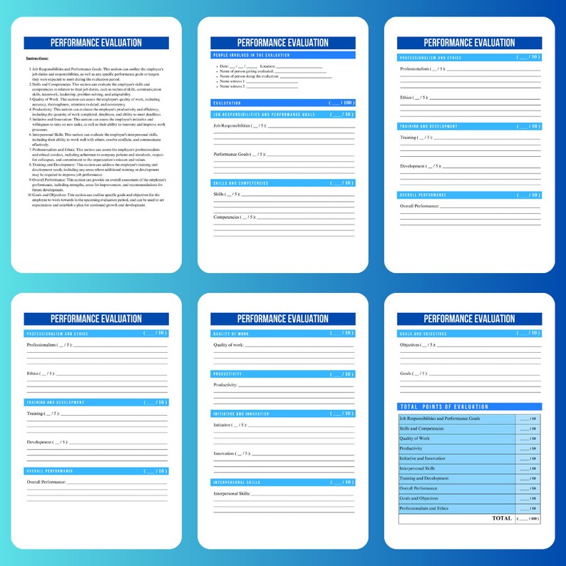Performance Evaluation Form Employee Review Eval Process - Etsy