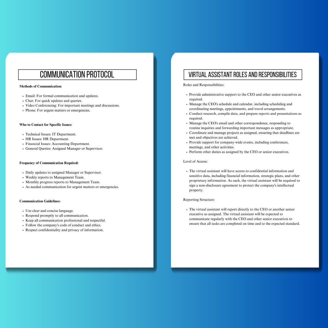 Standard Operating Procedure Virtual Assistant, Professional VA SOP ...