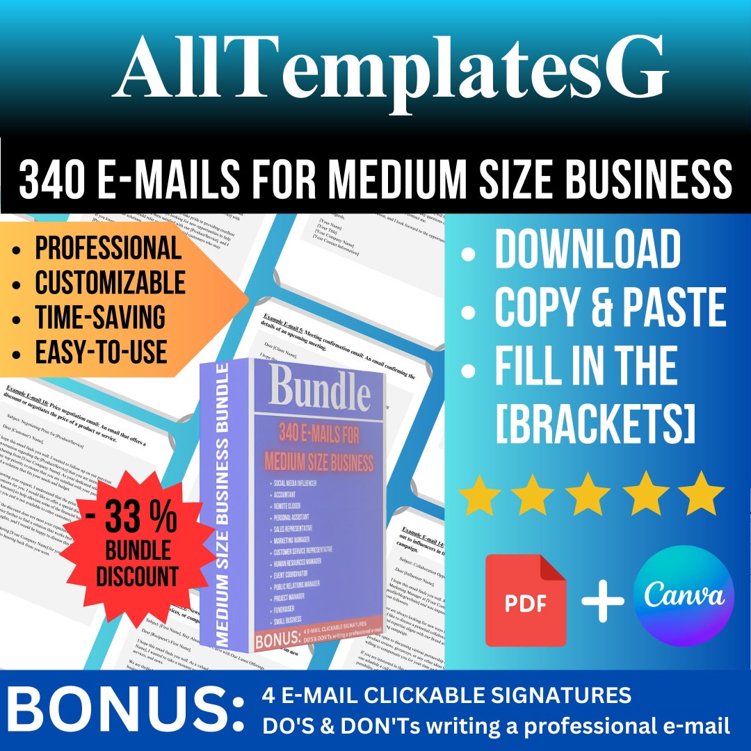340 Medium Size Business E-mail Templates, Customisable, Professional ...