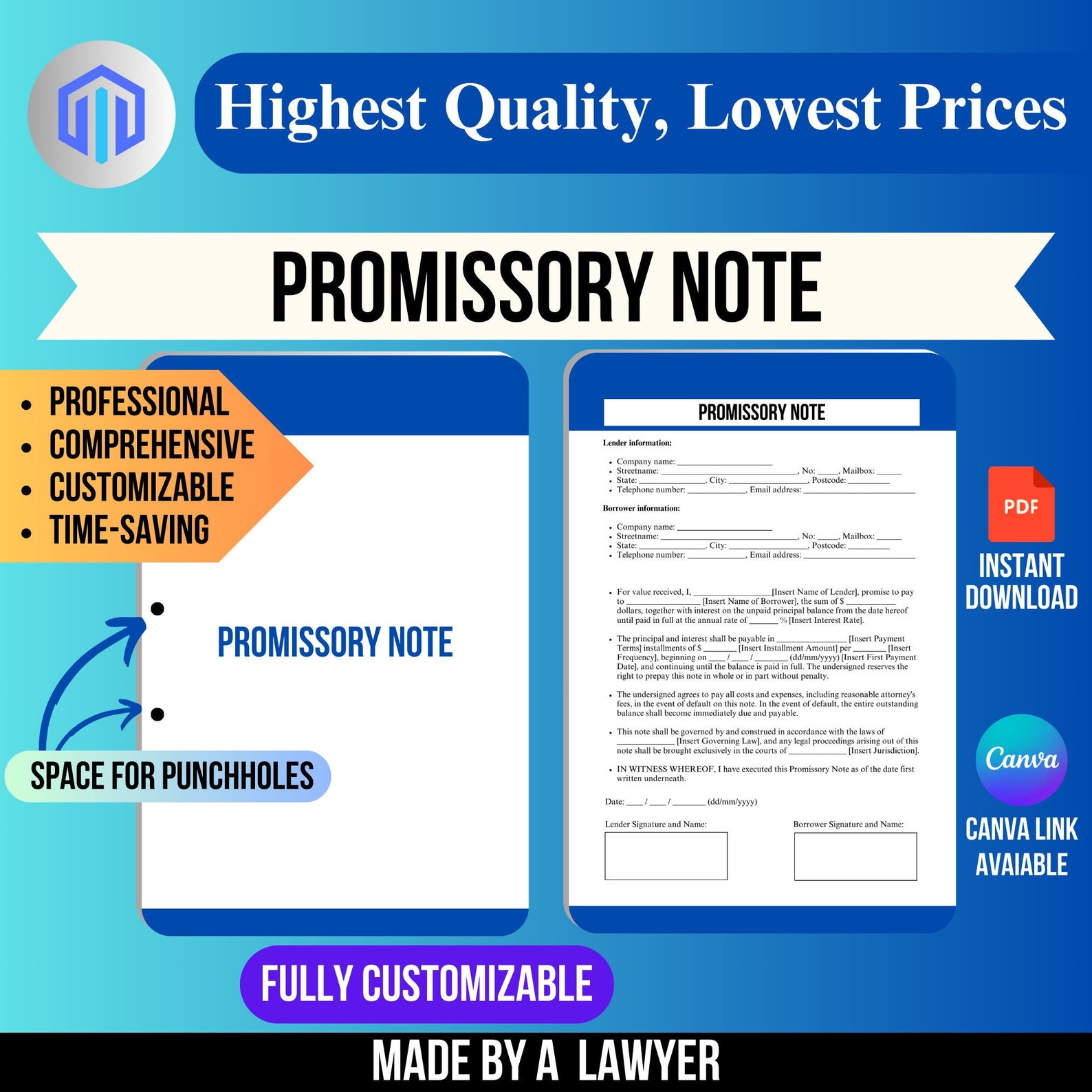 Promissory Note, Legal Loan Template, Promissory Note Form, Debt ...