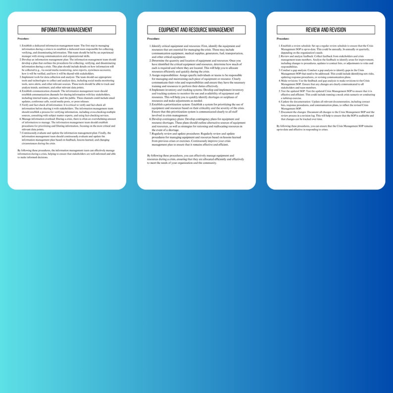 Standard Operating Procedure Crisis Management, Response Plan ...