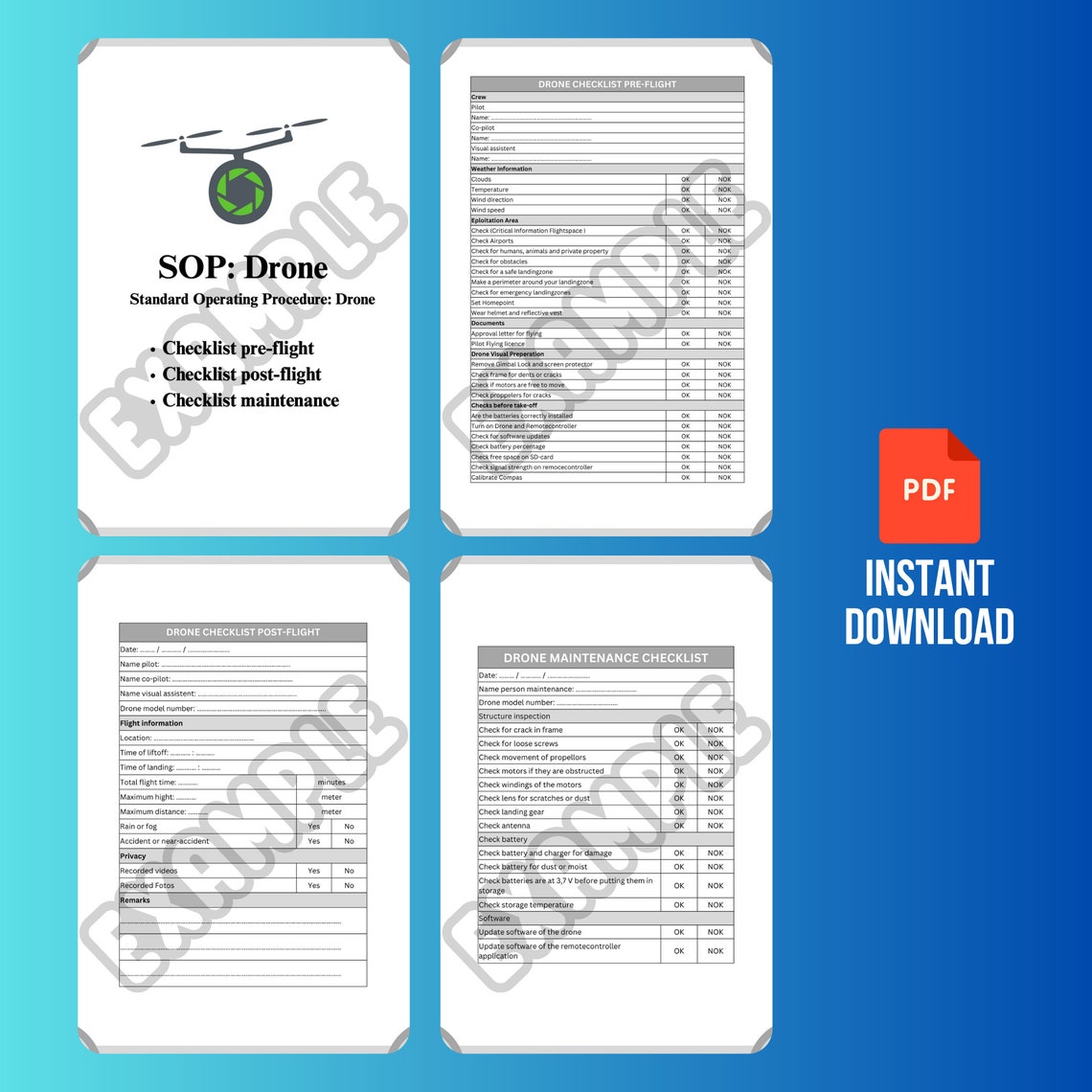 SOP Drone, Standard Operating Procedure UAV, Checklist for Pre-flight ...