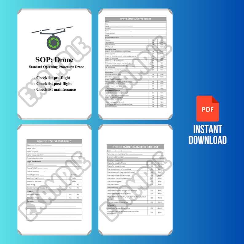SOP Drone, Standard Operating Procedure UAV, Checklist for Pre-flight ...