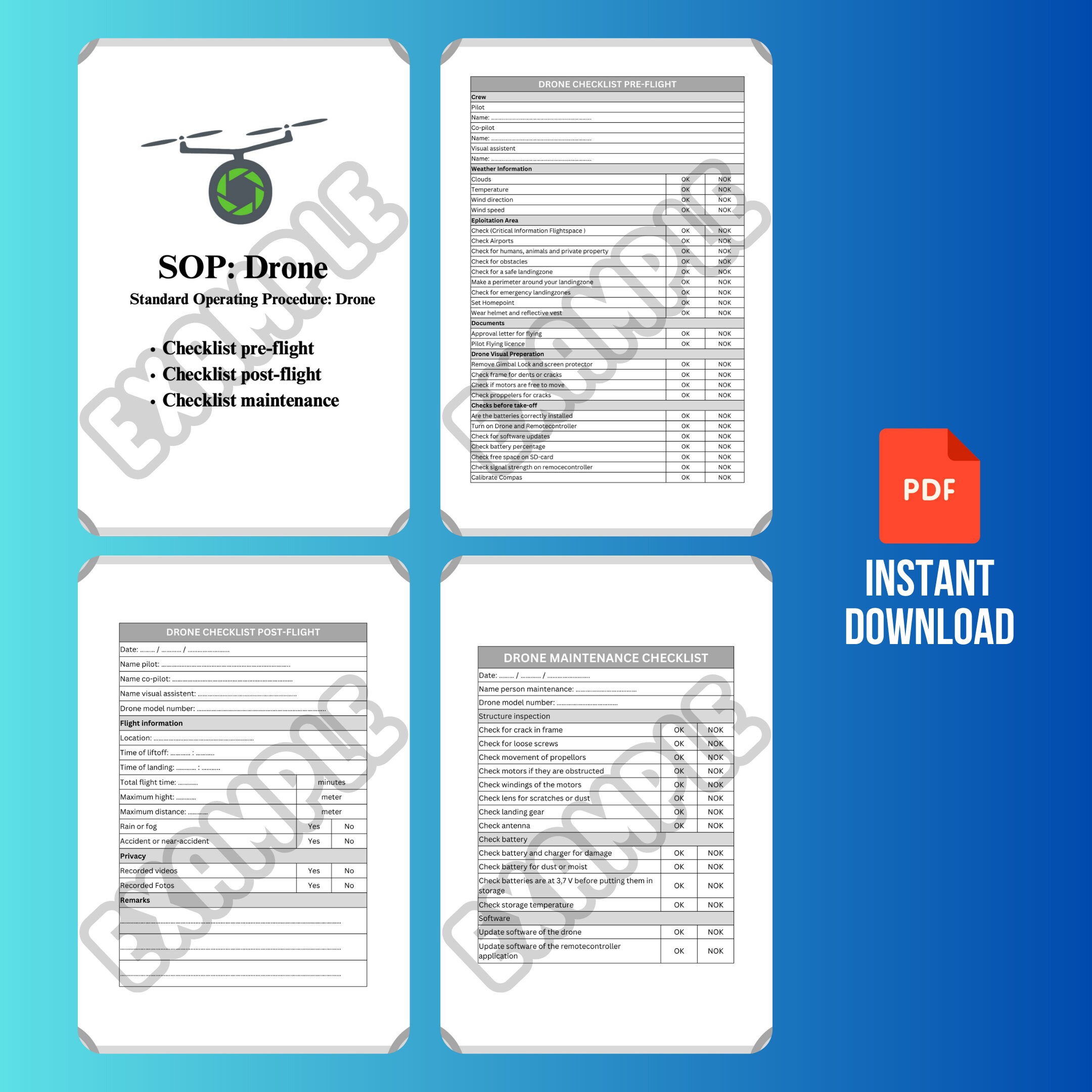 SOP Drone, Standard Operating Procedure UAV, Checklist for Pre-flight ...