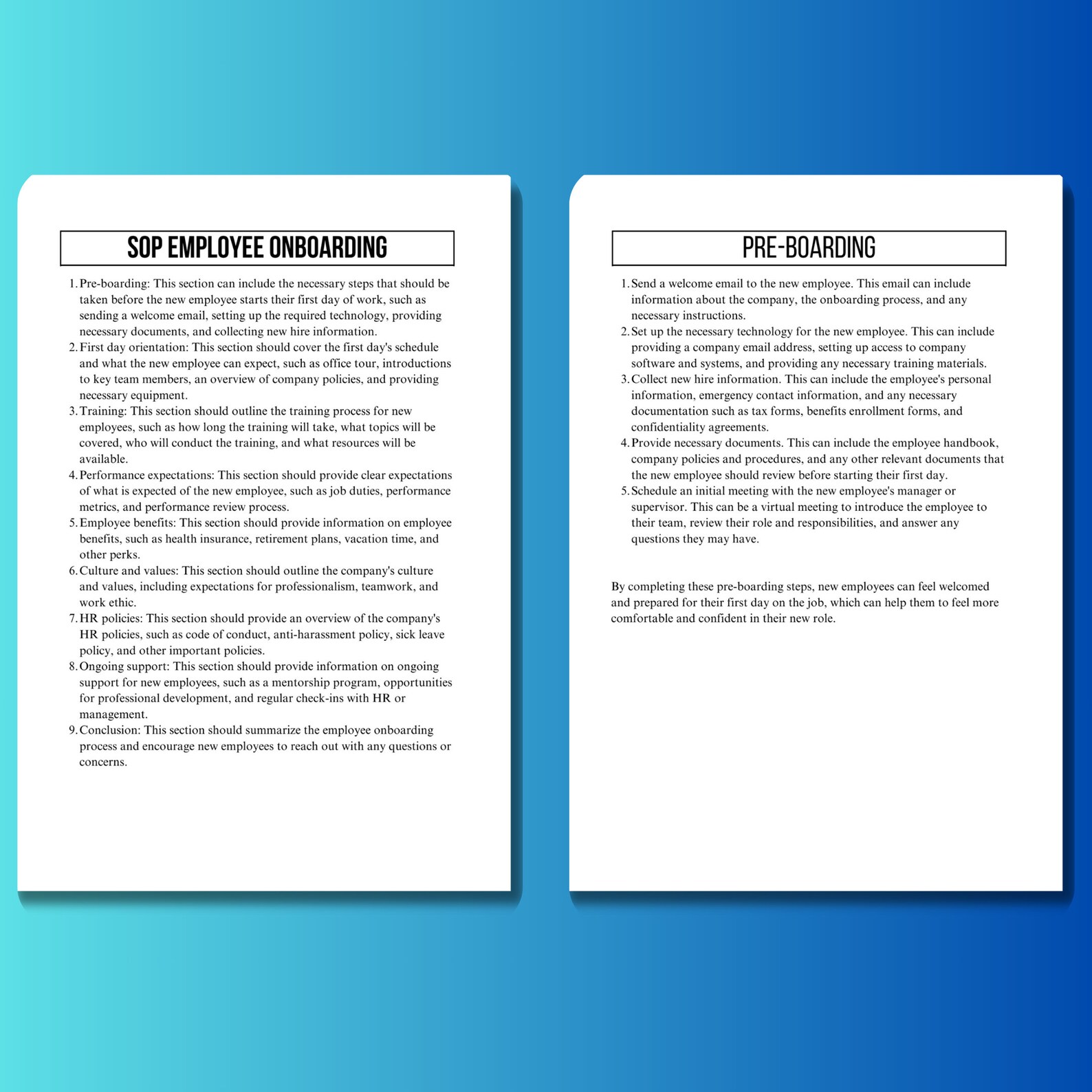 Standard Operating Procedure Employee Onboarding, Onboarding SOP, Hire ...