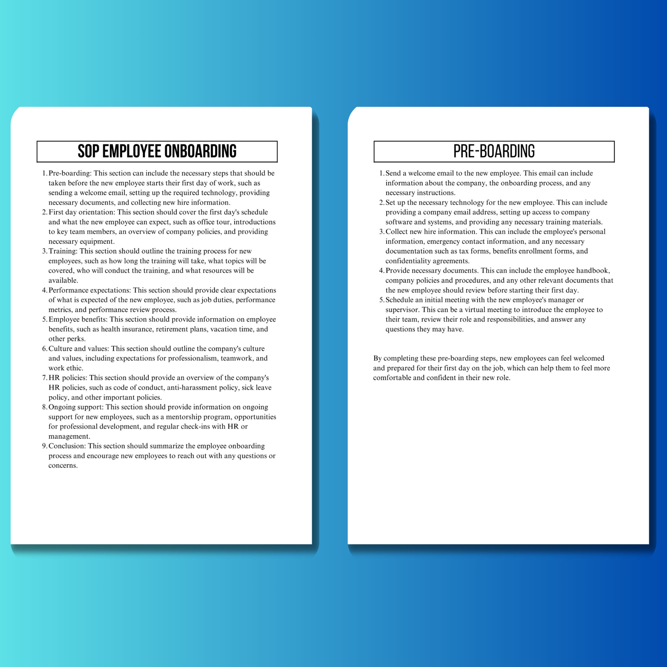 Standard Operating Procedure Employee Onboarding, Onboarding SOP, Hire ...