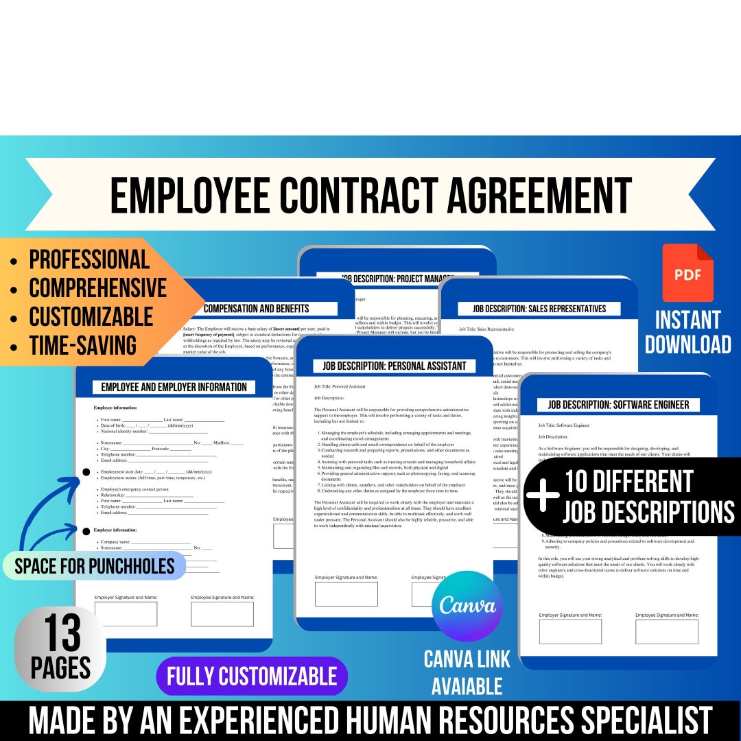 Employee Contract Agreement, Employee Agreement, Employment Contract ...