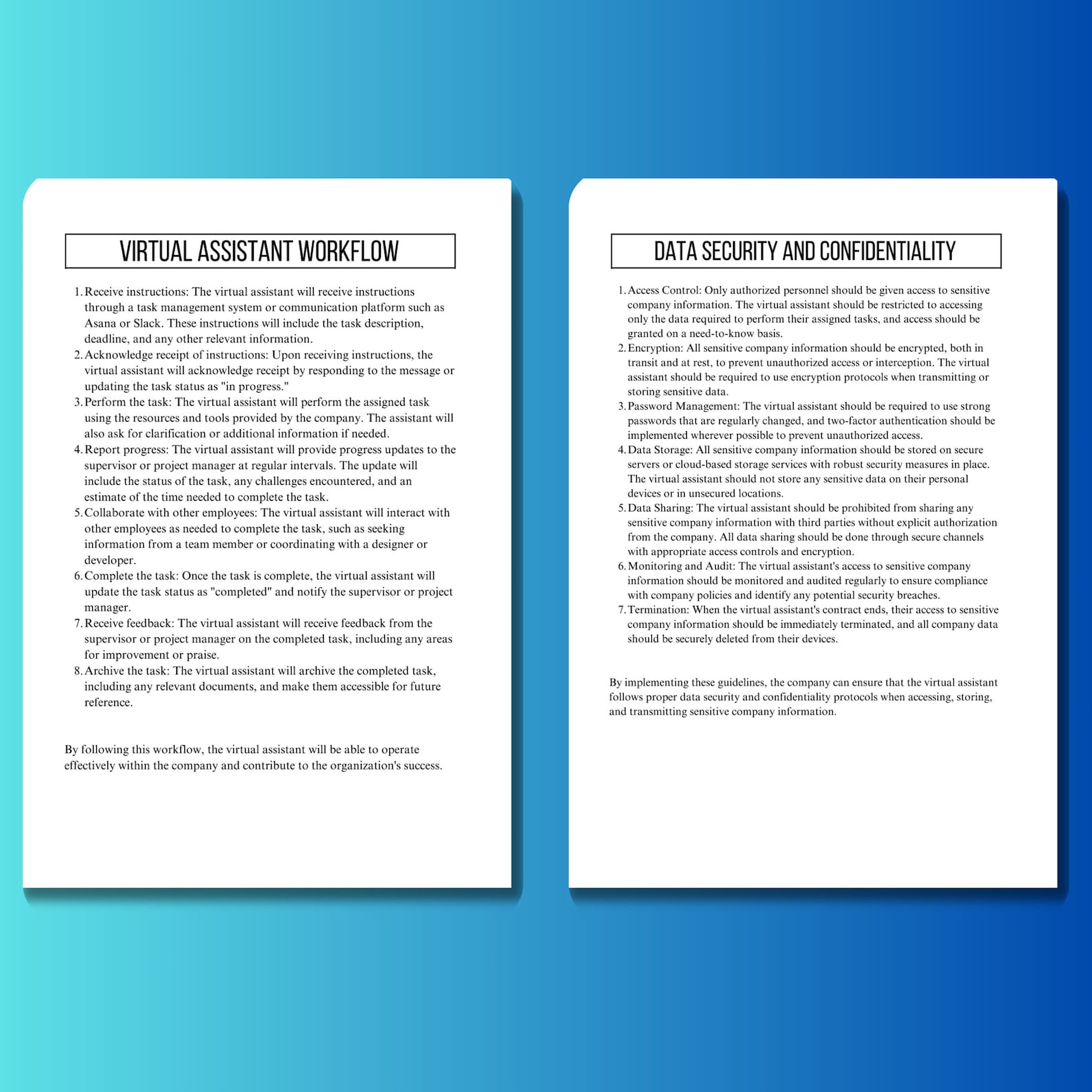 Standard Operating Procedure Virtual Assistant, Professional VA SOP ...