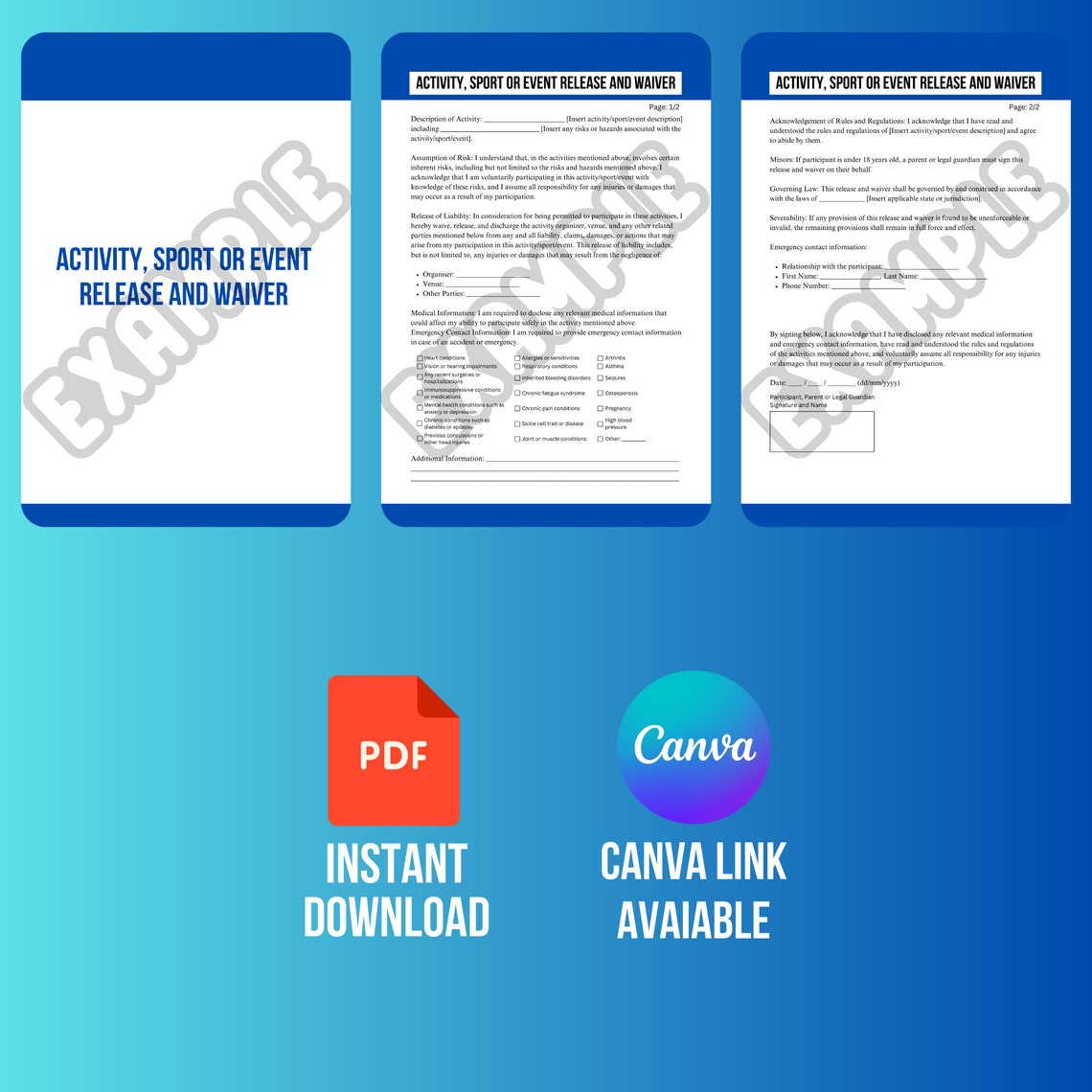 Activity, Sport or Event Release and Waiver Event Waiver, Sports ...