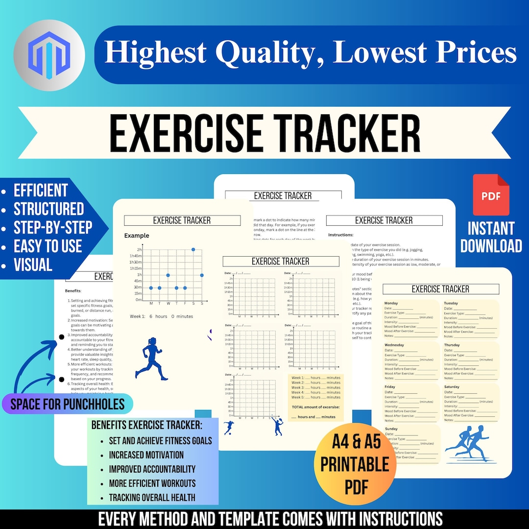 Exercise Tracker, Workout Log, Gym Journal, Exercise Diary, Health ...