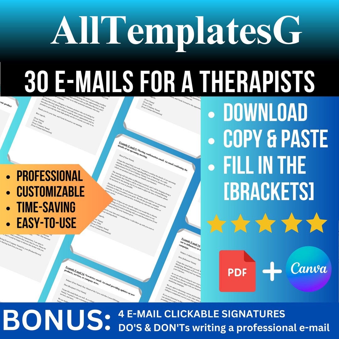 30 Therapist E-mail Templates, Customisable, Professional ...