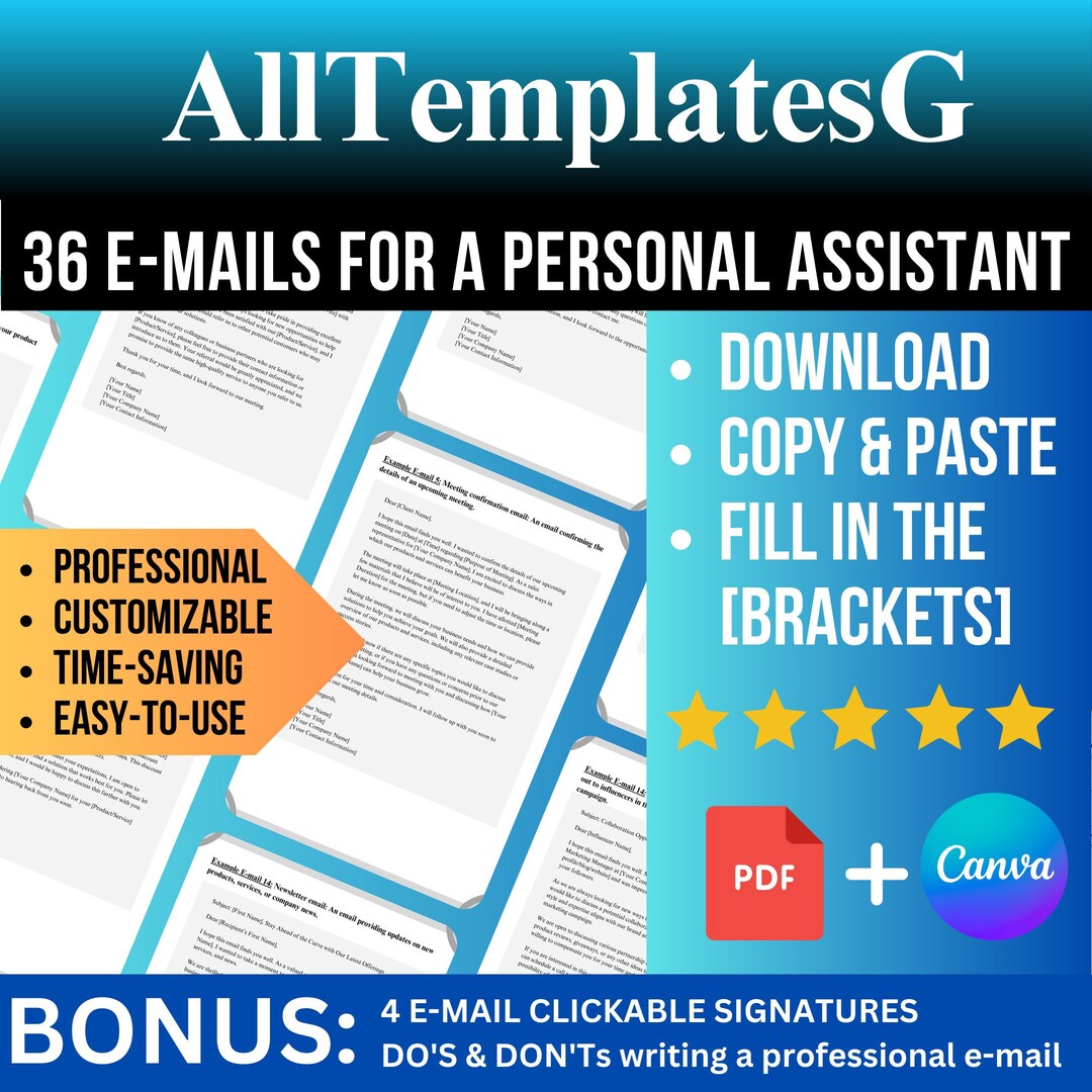 36 Personal Assistant E-mail Templates, Customisable, Professional ...