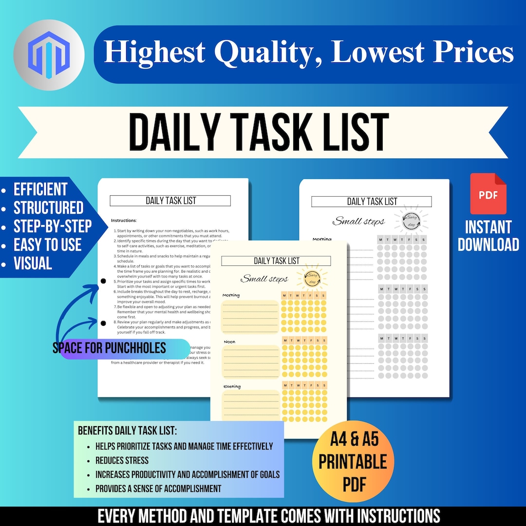 Daily Task Tracker, Task Tracker, to Do List, Productivity Tool, Time ...