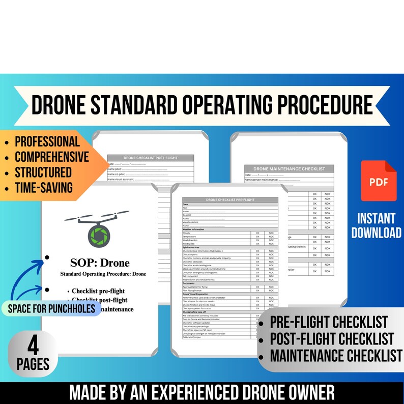 SOP Drone Standard Operating Procedure UAV Checklist for - Etsy
