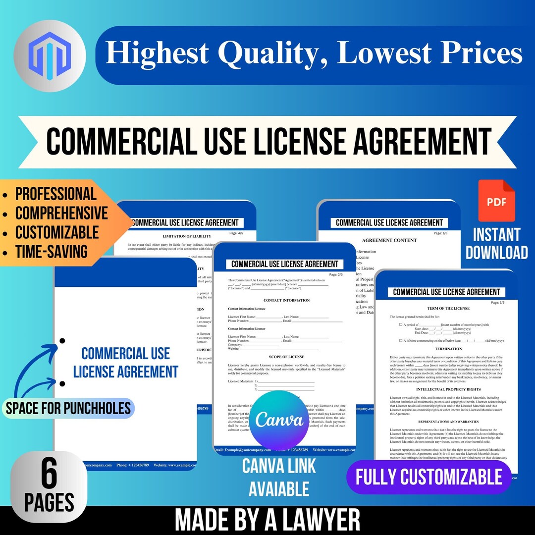 Commercial Use License Agreement Commercial License, License Agreement ...