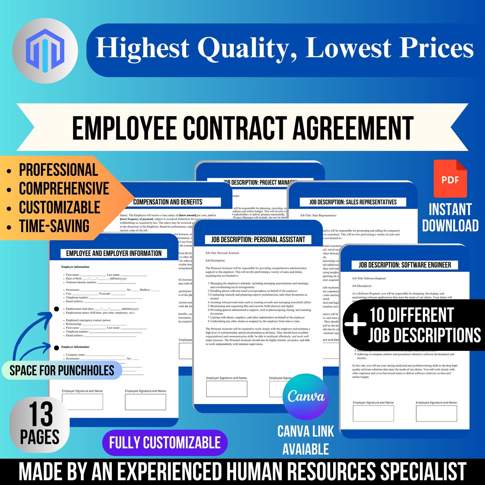 Employee Contract Agreement, Employee Agreement, Employment Contract ...