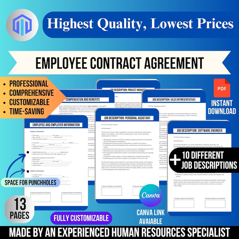 Employee Contract Agreement, Employee Agreement, Employment Contract ...